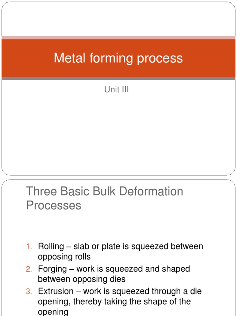 Metal Forming: Rolling, Forging, Extrusion | PDF | Extrusion | Rolling ...