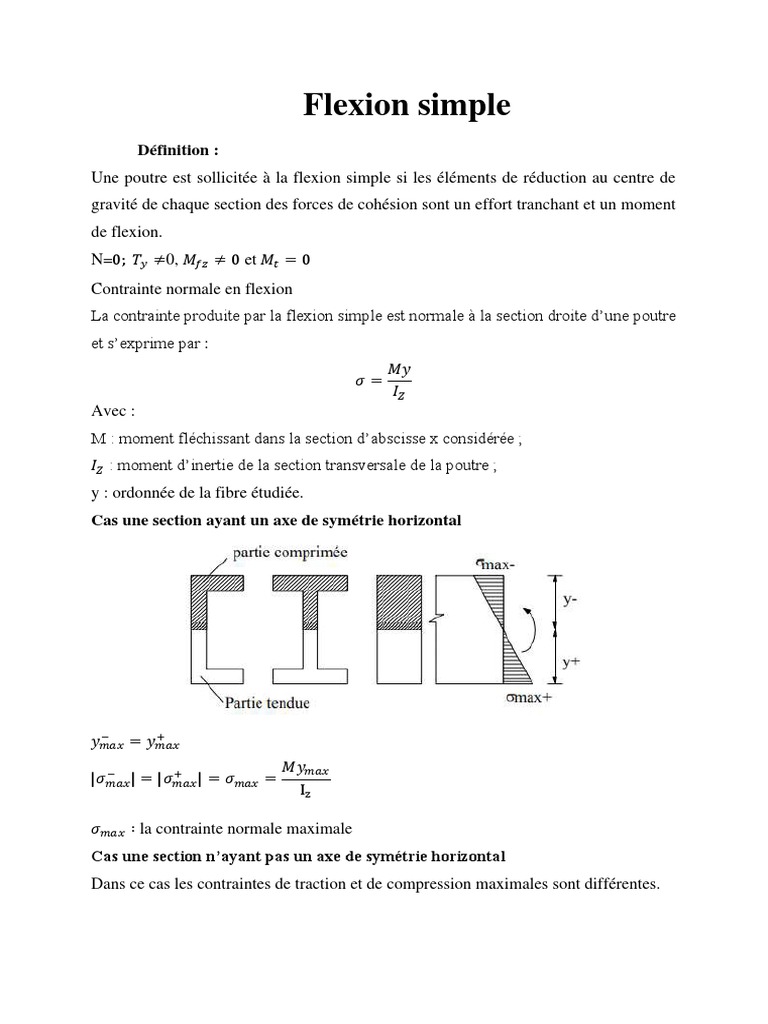 Chapitre 6 Flexion Simple | PDF | Flexion (matériau) | Contrainte de cisaillement