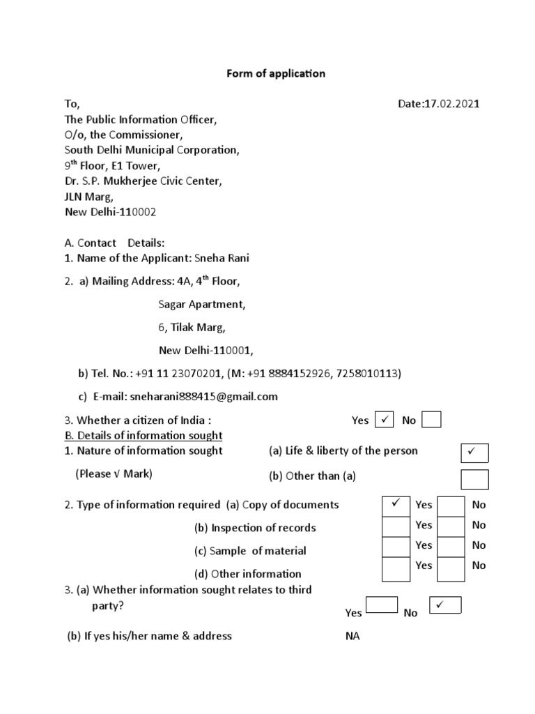 Delhi Rti Format | PDF | Government | Business