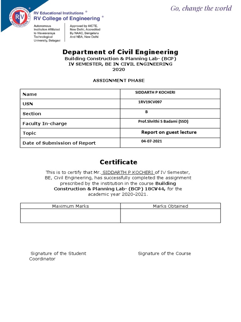 Department of Civil Engineering: Report On Guest Lecture | Download ...