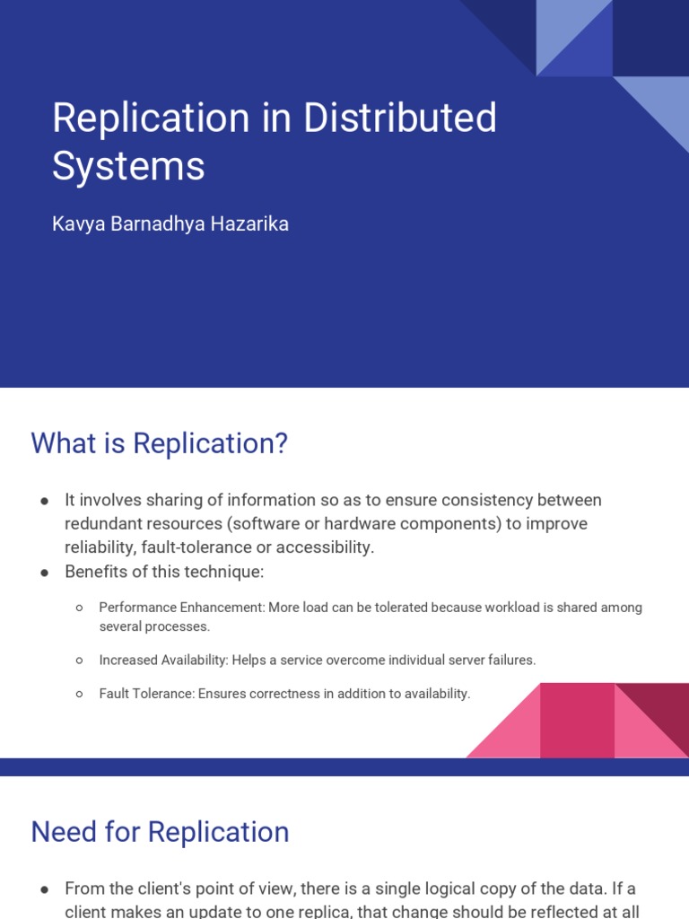 Replication In Distributed Systems Kavya Barnadhya Hazarika Descargar Gratis Pdf