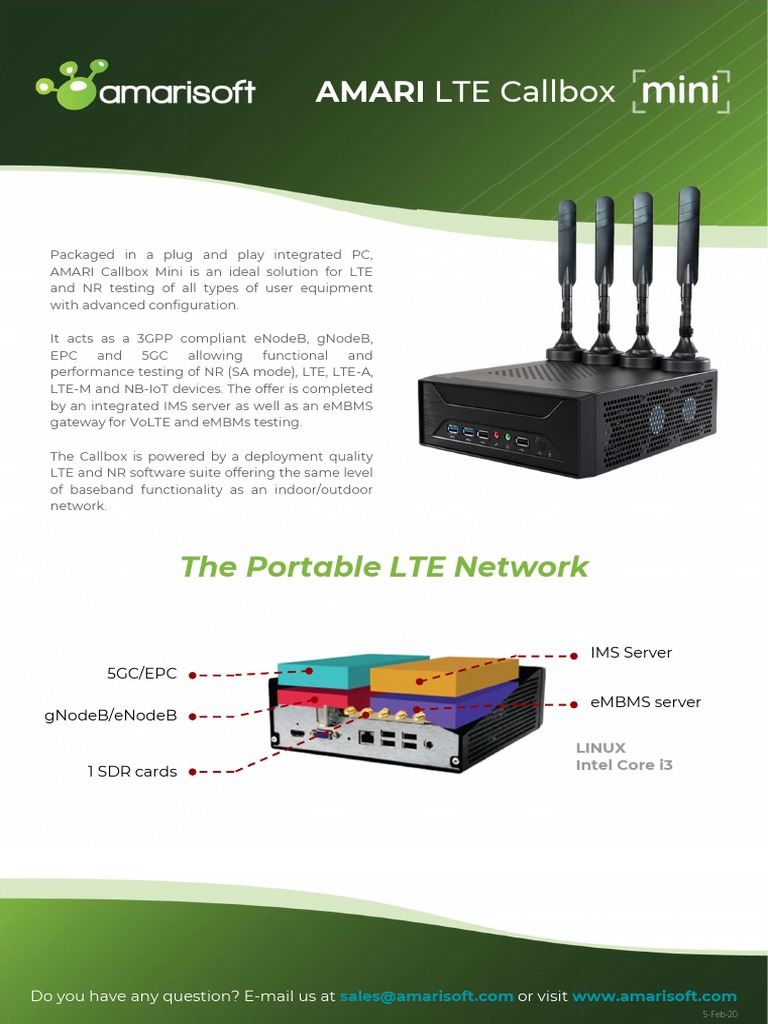 AMARI LTE Callbox: The Portable LTE Network | PDF | Ip Multimedia ...