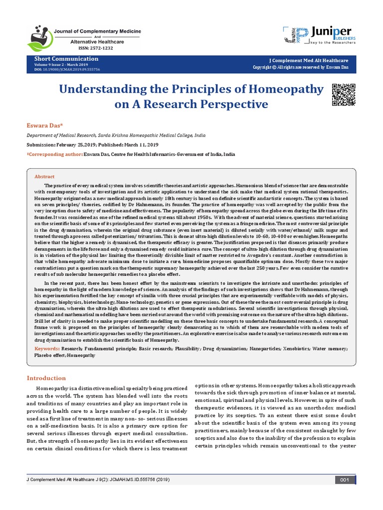 Understanding The Principles of Homeopathy On A Re | PDF | Homeopathy ...