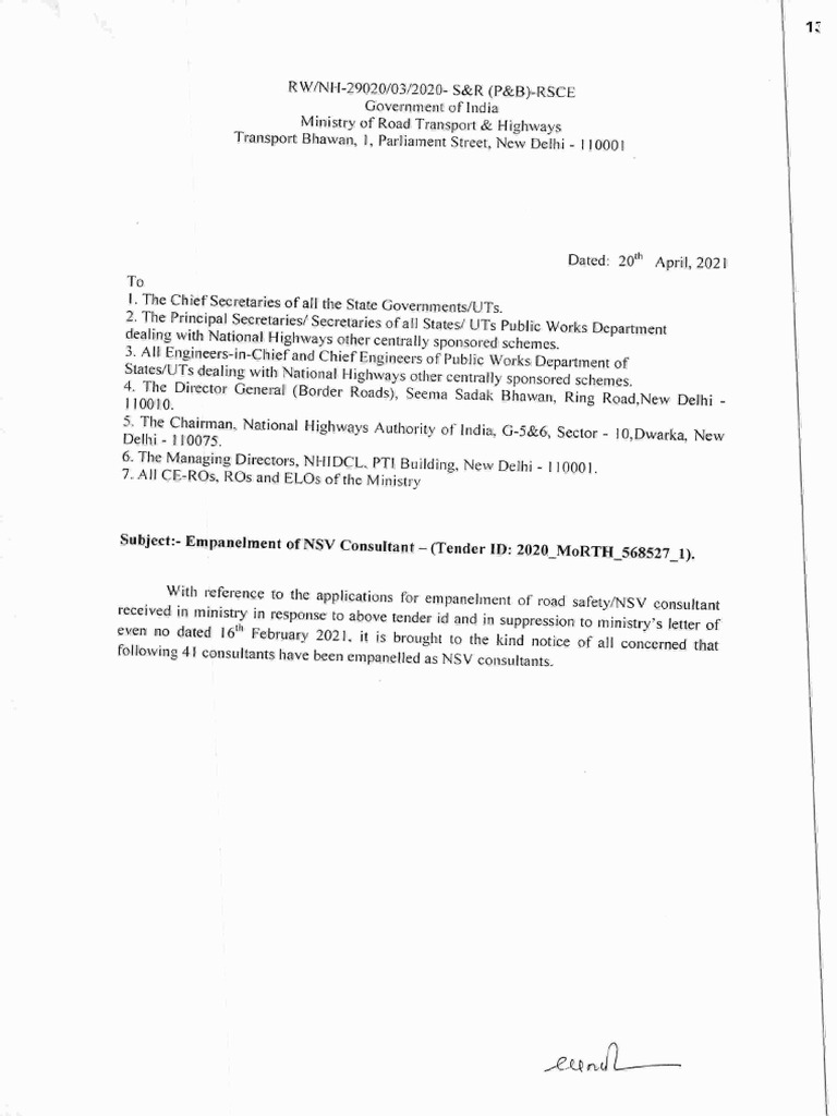 Empanelment Of Nsv Pdf Consultant Common Law