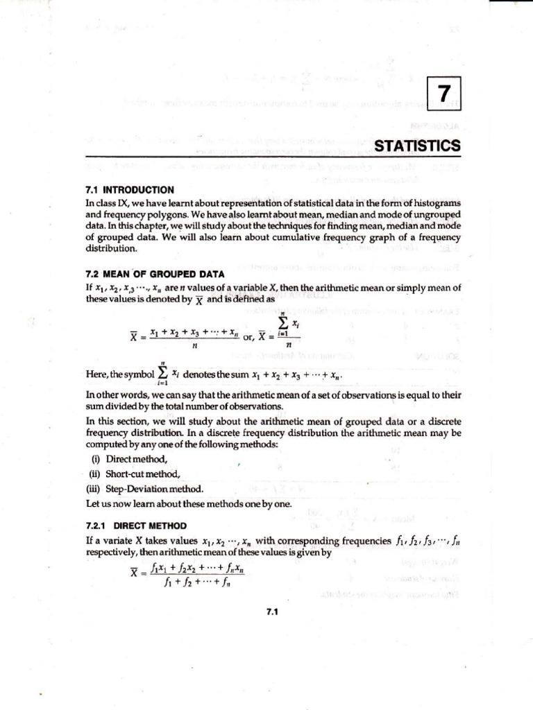Ch-7 RD Maths | PDF | Arithmetic Mean | Mean