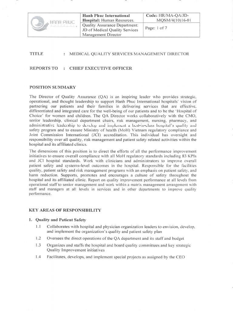 JD - QA Director | PDF