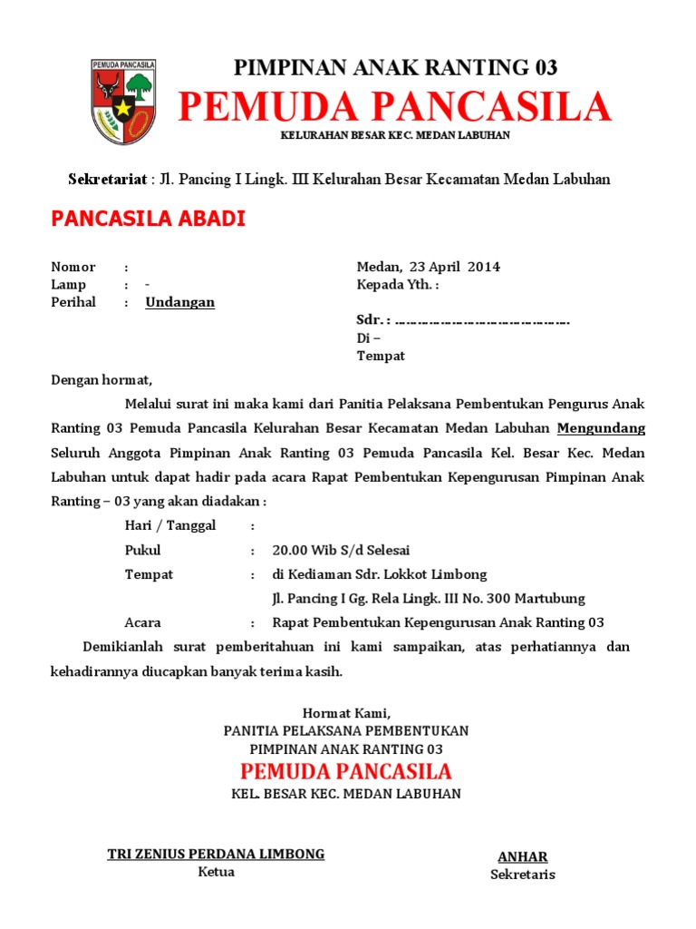 Undangan Pemuda Pancasila | PDF