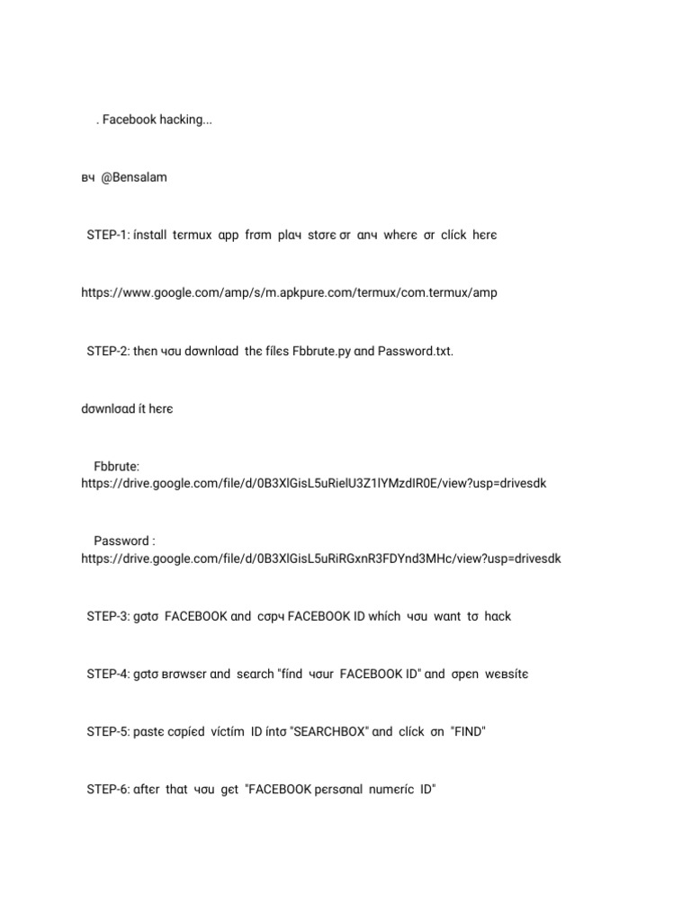FB Hacking With Termux | PDF