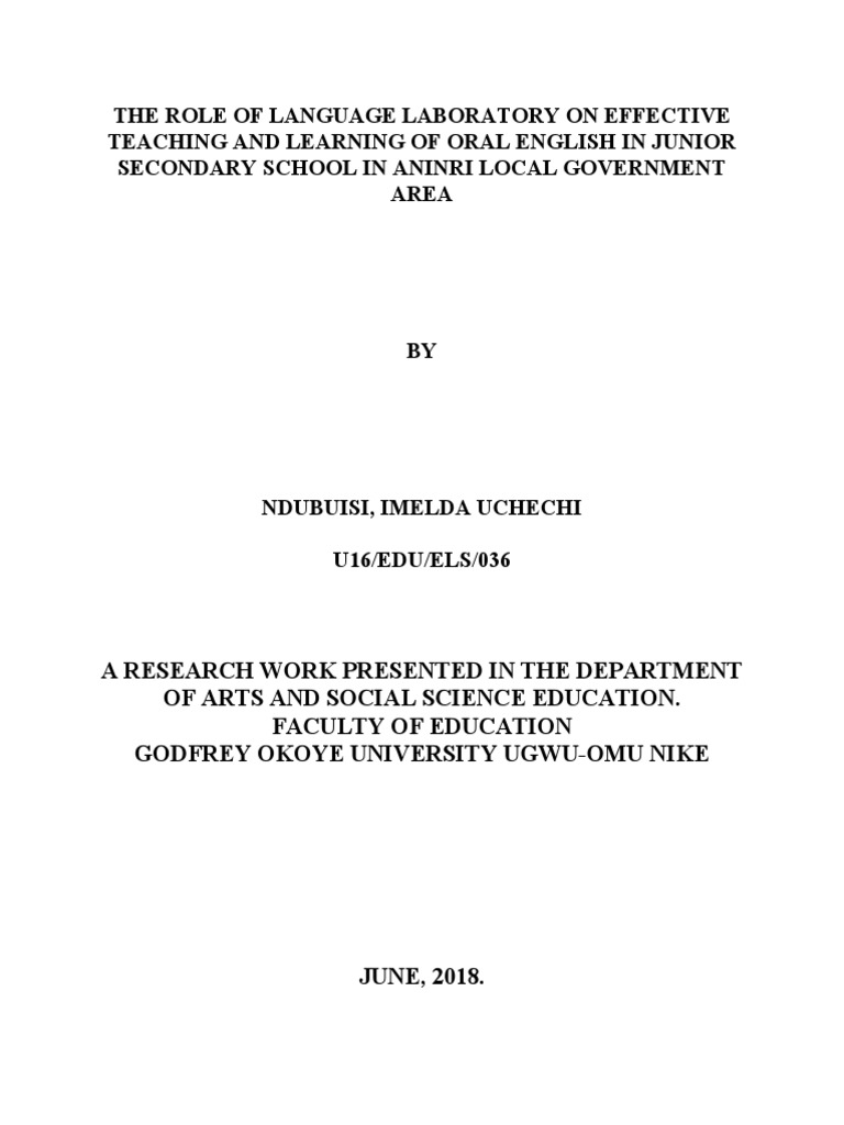 The Role of Language Laboratory On Effective Teaching and Learning of ...