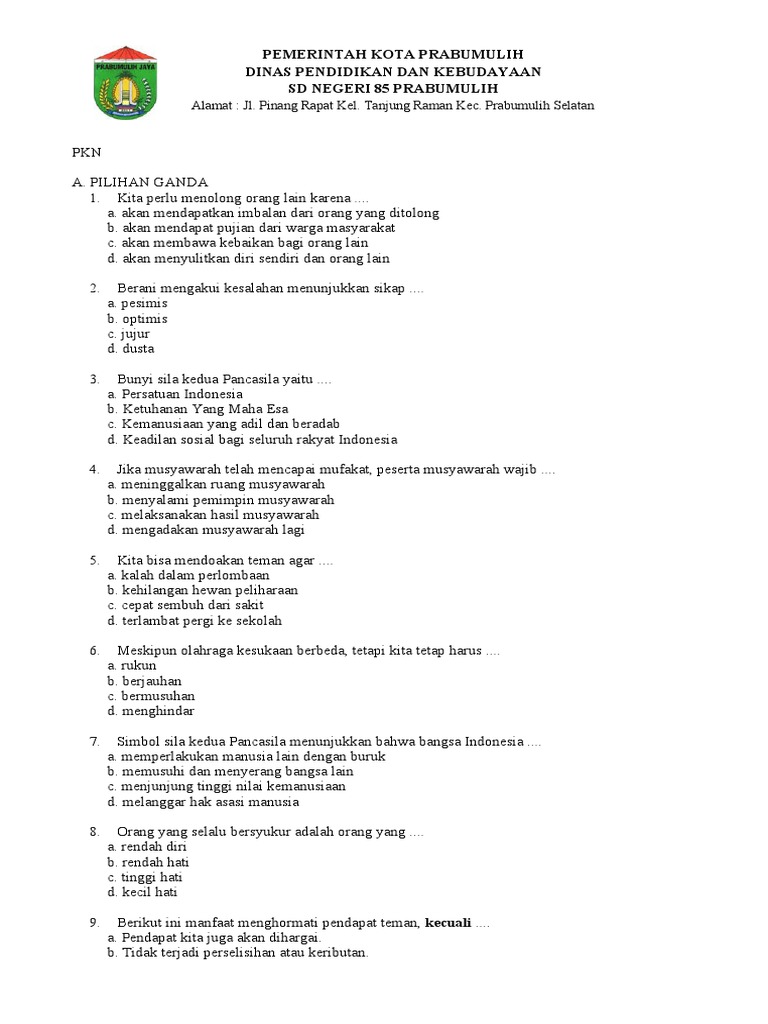 Uas PKN Kelas 3 Semester 1 | PDF | Gaya Hidup