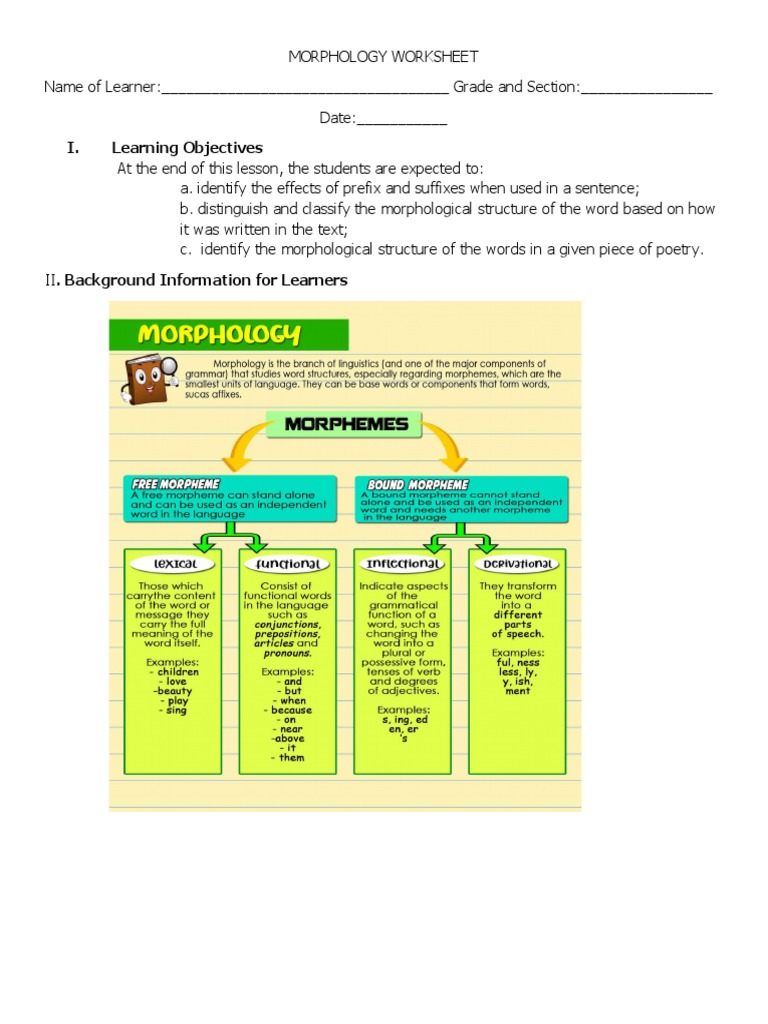 Morphology Worksheet | PDF | Word | Bullying