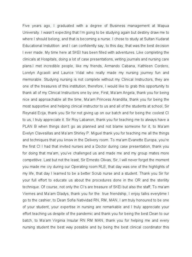 Thank You Speech | PDF