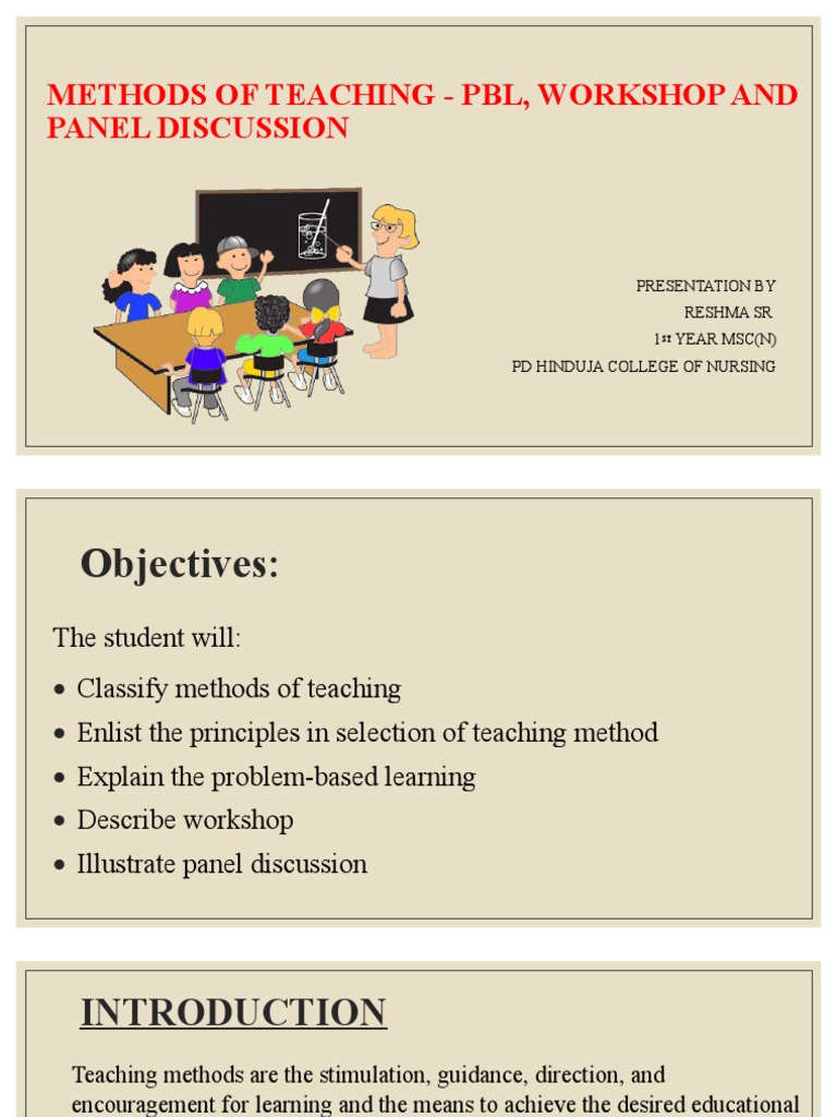 Teaching Methods: PBL, Workshops, Discussions | PDF | Pedagogy | Learning