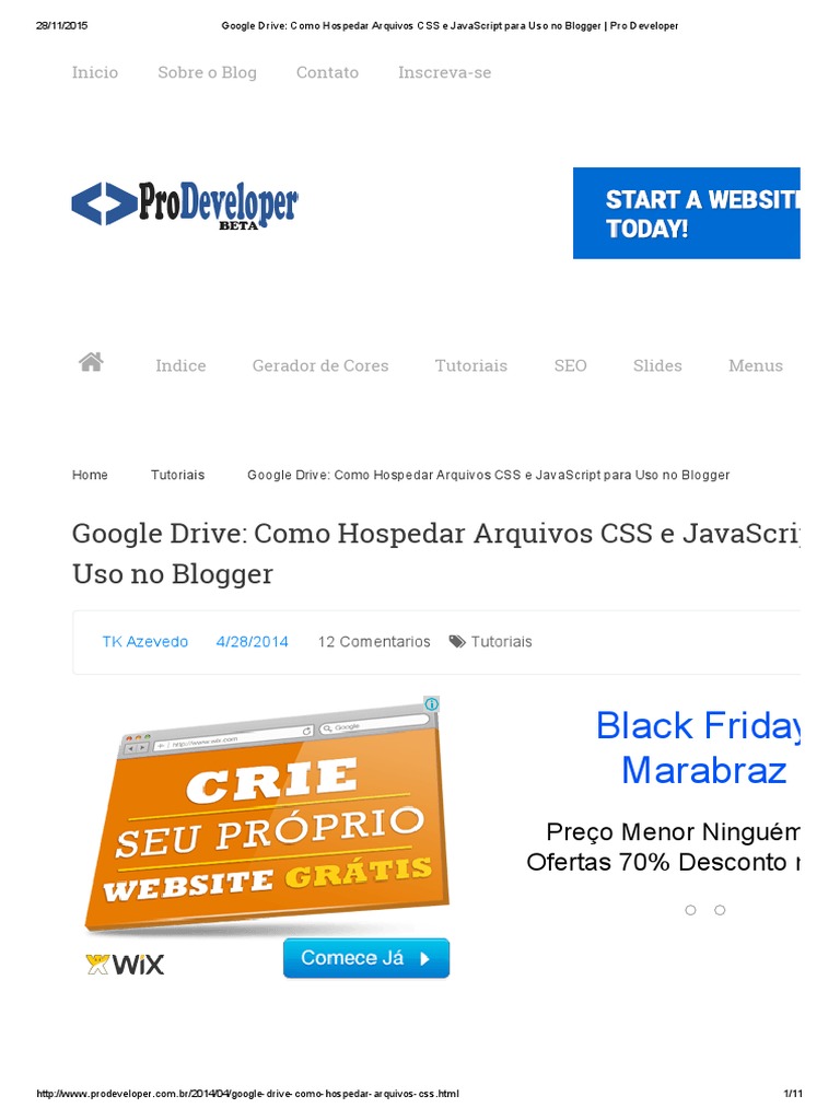 Google Drive - Como Hospedar Arquivos CSS e JavaScript para Uso No Blogger - Pro Developer | PDF ...