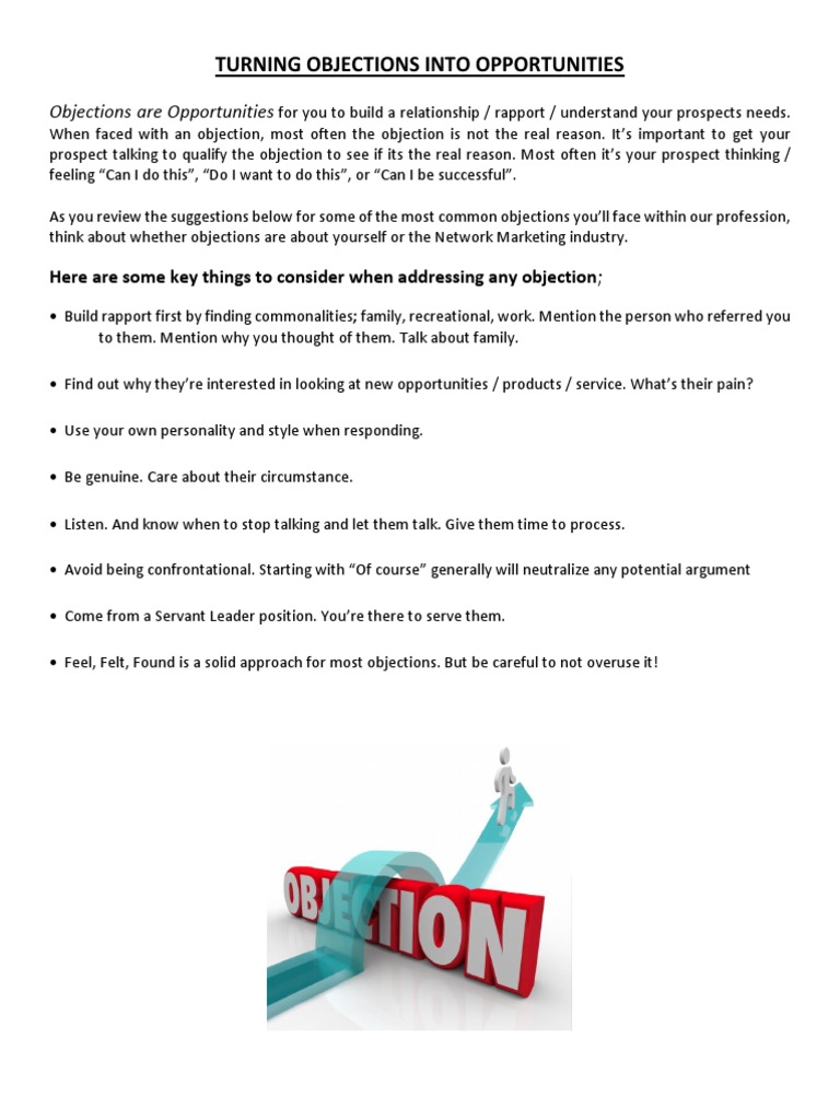 Overcoming Common Objections | PDF | Multi Level Marketing | Business