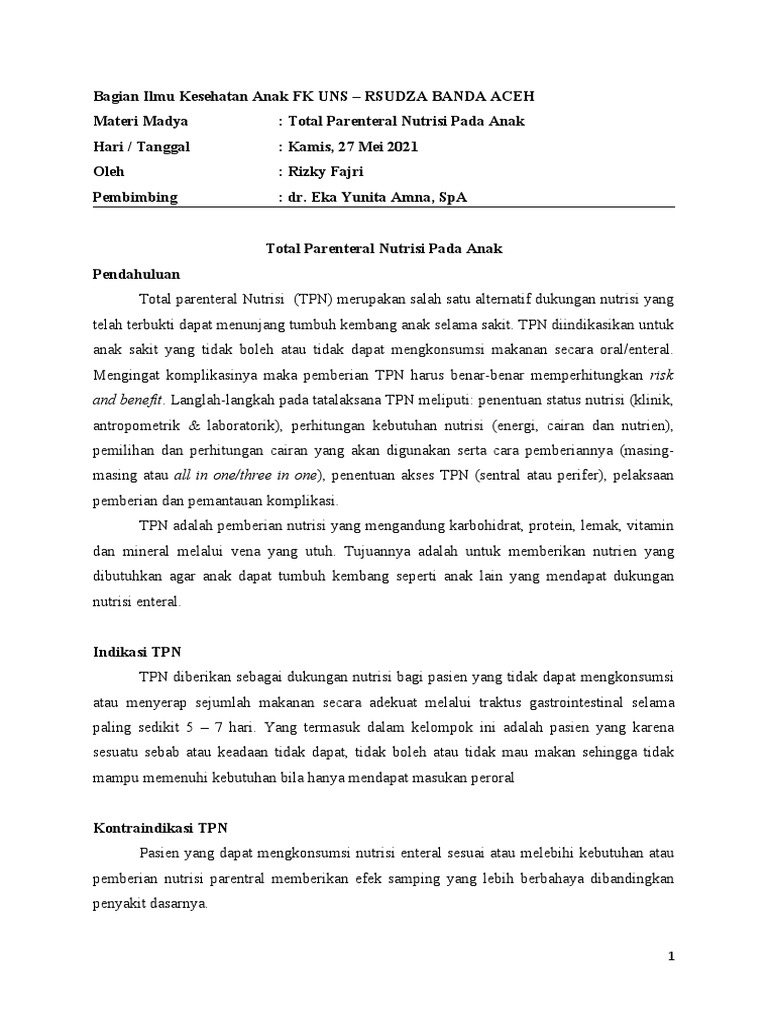 TPN Rizky | PDF | Kesehatan Holistik