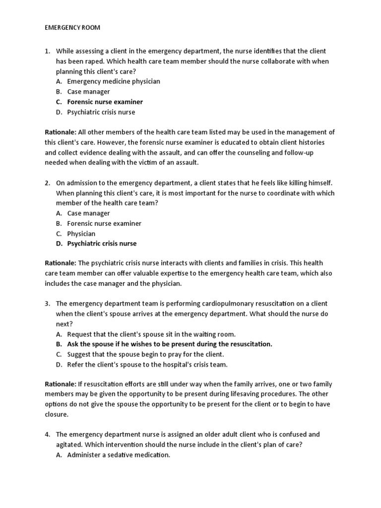 Prioritizing Care in the Emergency Department: A Collection of Scenario ...