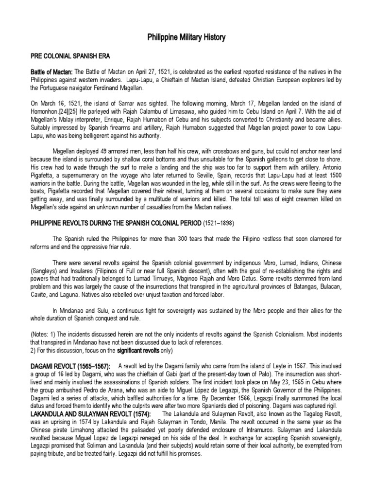 Phil Mil History HANDOUTS | PDF | Philippines | Unrest