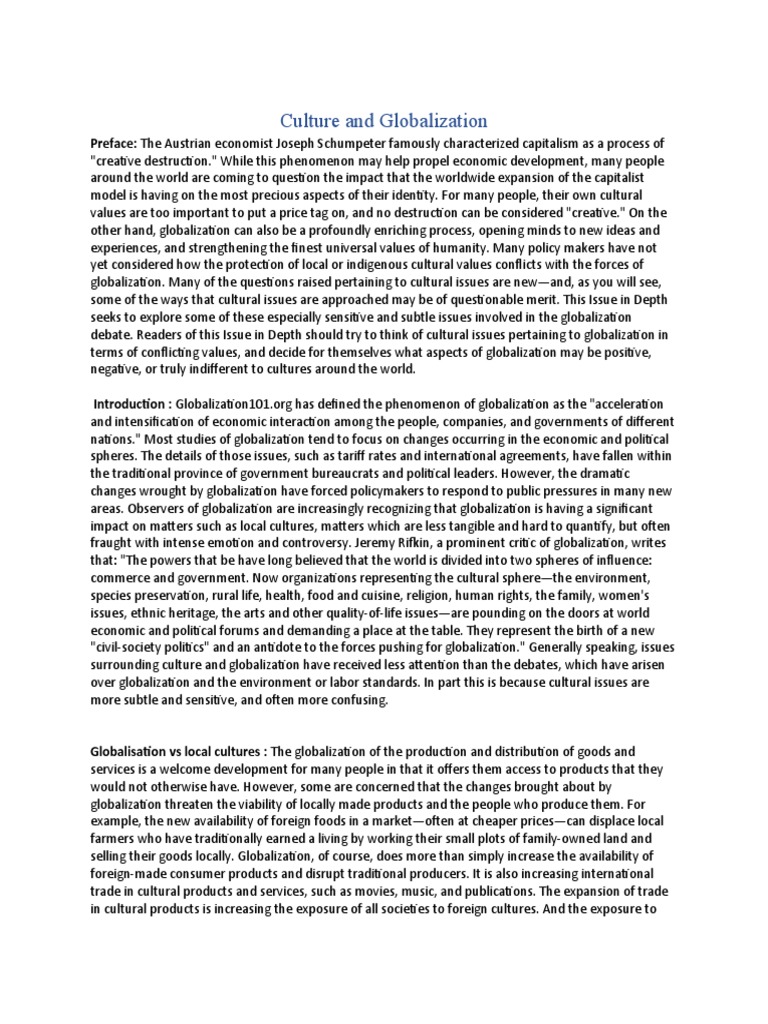 Culture and Globalization | PDF | Globalization | Multiculturalism