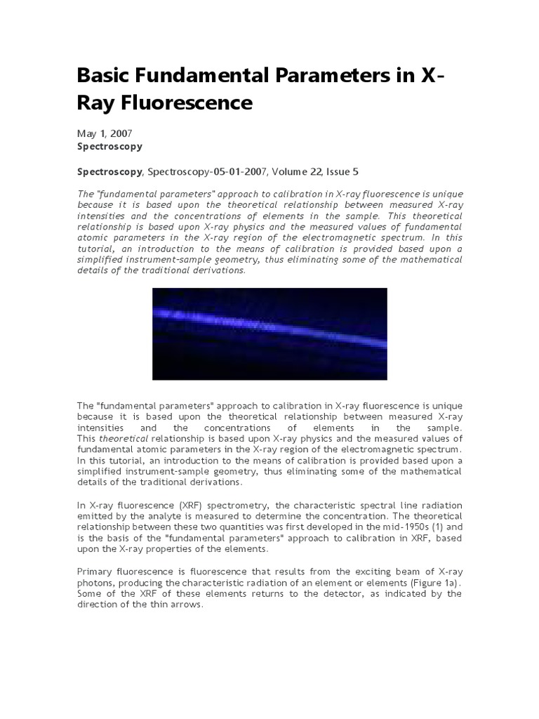 Basic Fundamental Parameters in XRF | PDF | Fluorescence | Spectroscopy
