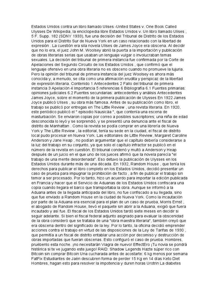Caso Ulysses: Libertad de Expresión | PDF | James Joyce | Ulises (novela)