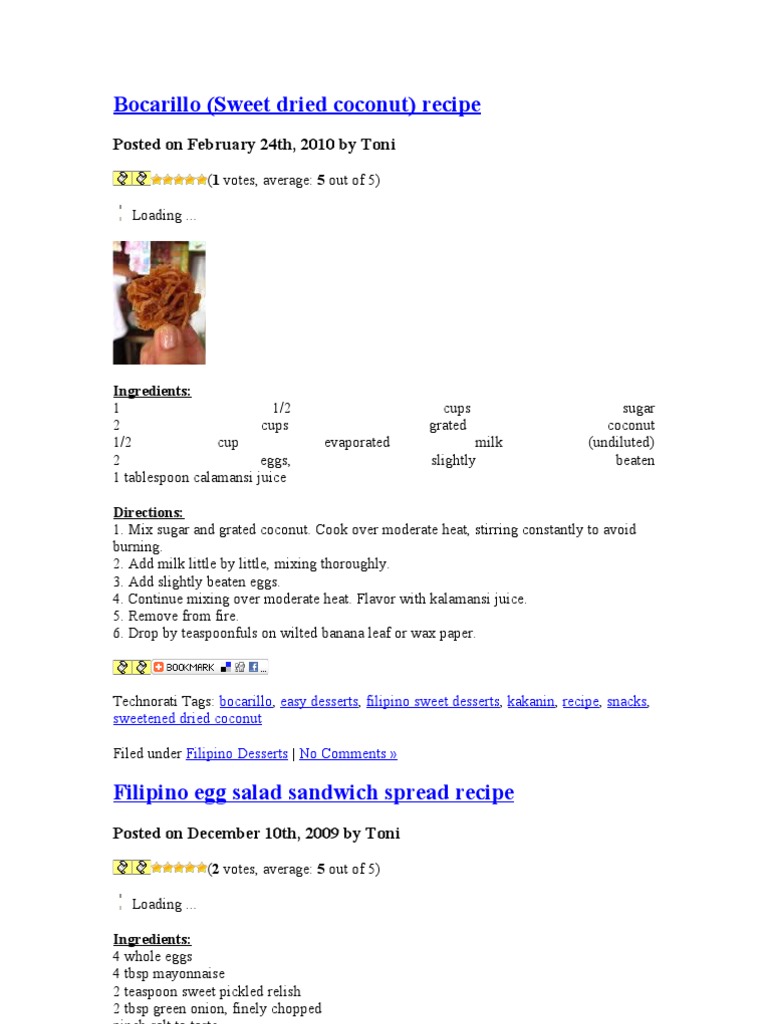 Bocarillo (Sweet dried coconut) recipe and other Filipino desserts ...