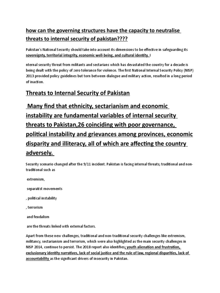 Internal Security | PDF | Pakistan | Counter Terrorism