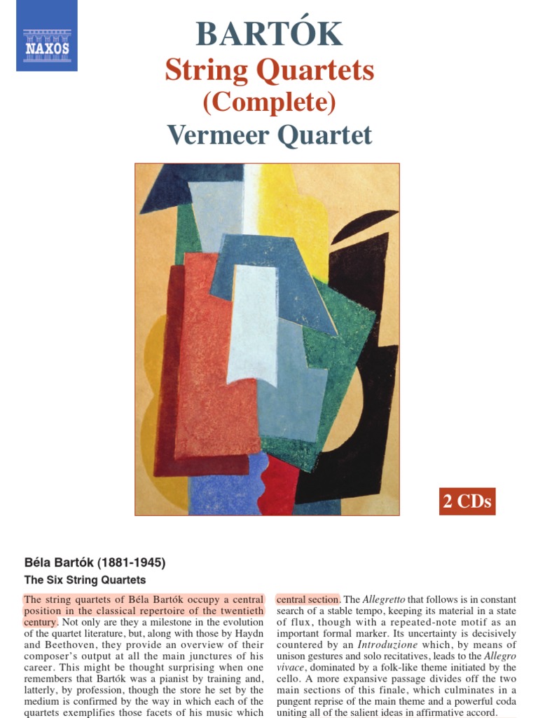 Bartok String Quartets Complete Unlocked | PDF | String Quartet | Tempo
