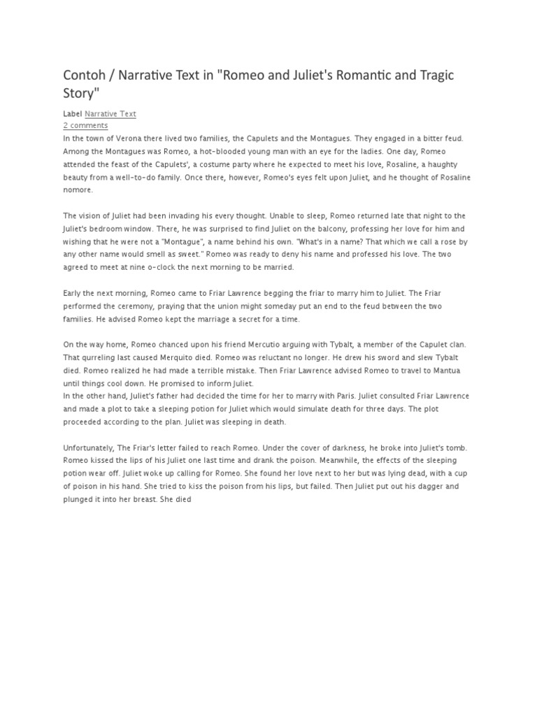 "Romeo and Juliet: A Tragic Love Story" | PDF | Mystery, Thriller ...