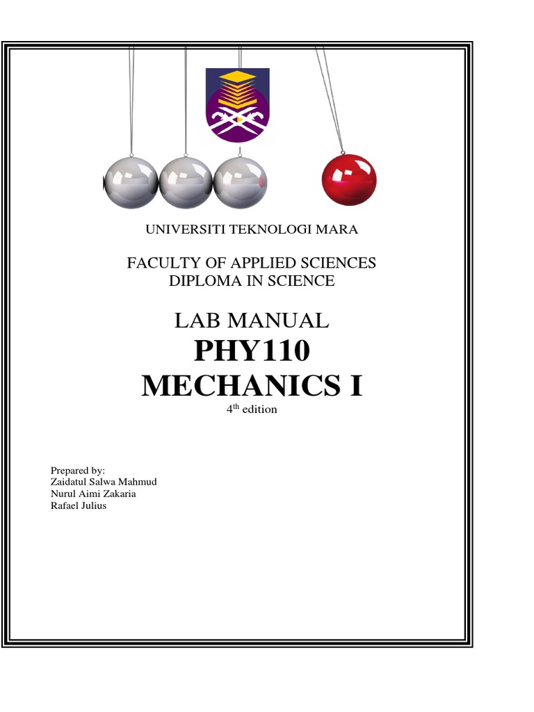 PHY110 Mechanics I: Lab Manual | PDF | Observational Error | Accuracy And Precision