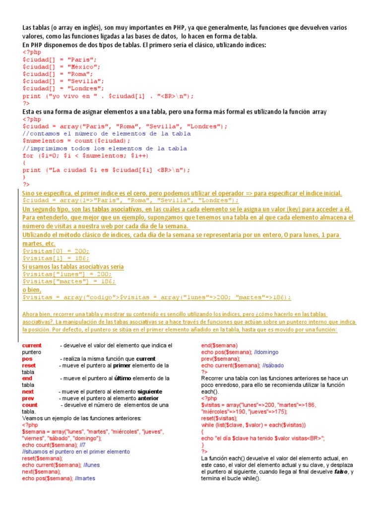 Qué Es Un Arreglo en PHP | PDF | Estructura de datos de matriz | Puntero (Programación de ...