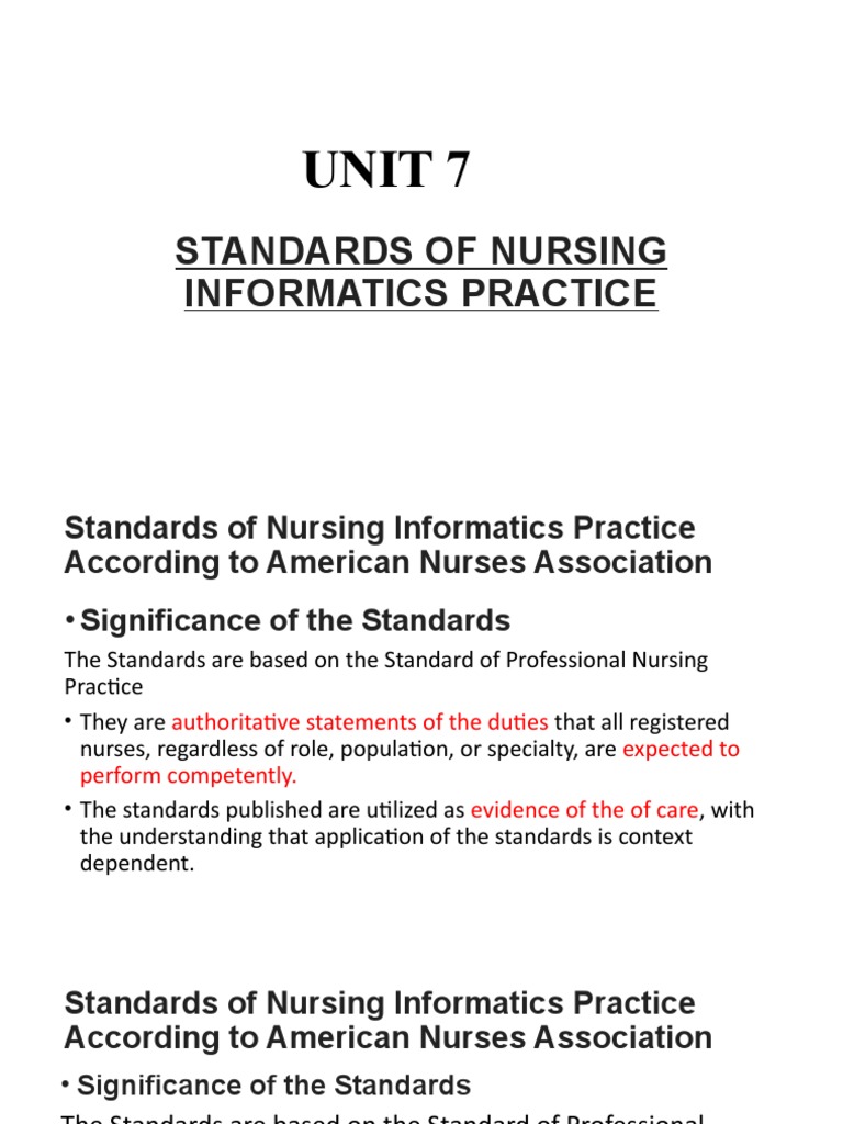 Standard of Nursing Informatics | PDF | Health Informatics | Nursing