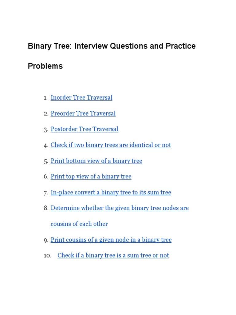 Binary Tree - Interview Questions and Practice Problems | Download Free PDF | Algorithms ...