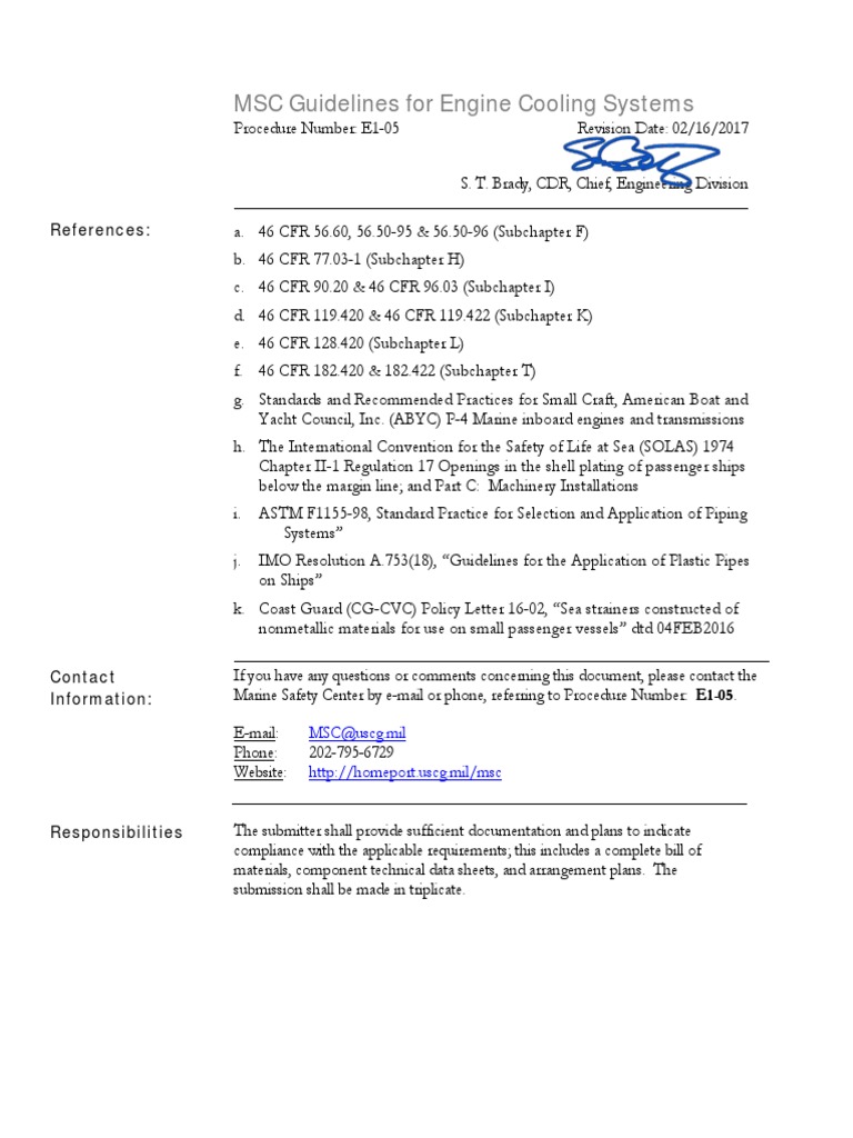 MSC Guidelines For Engine Cooling Systems: References | PDF