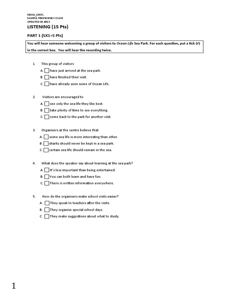 Sample B2 Exam Paper 1 | PDF | Baggage | Airport