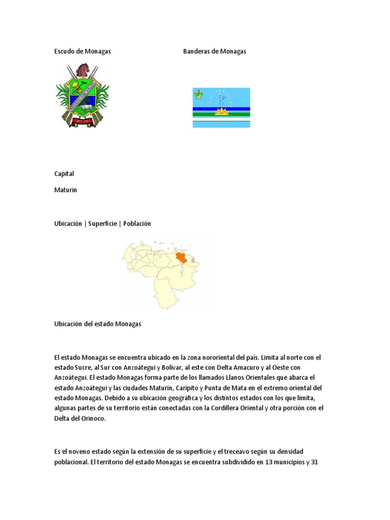 Escudo de Monagas Banderas de Monagas | PDF | Geografía Física ...