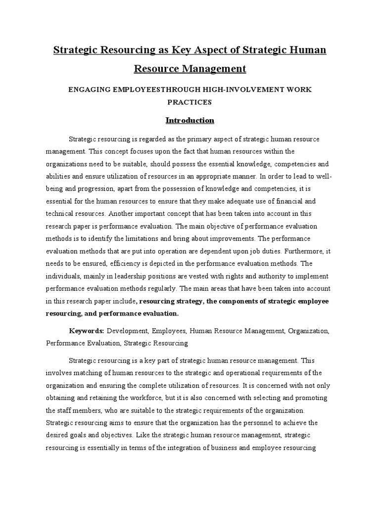 Strategic Resourcing in HR Management | PDF | Competence (Human ...