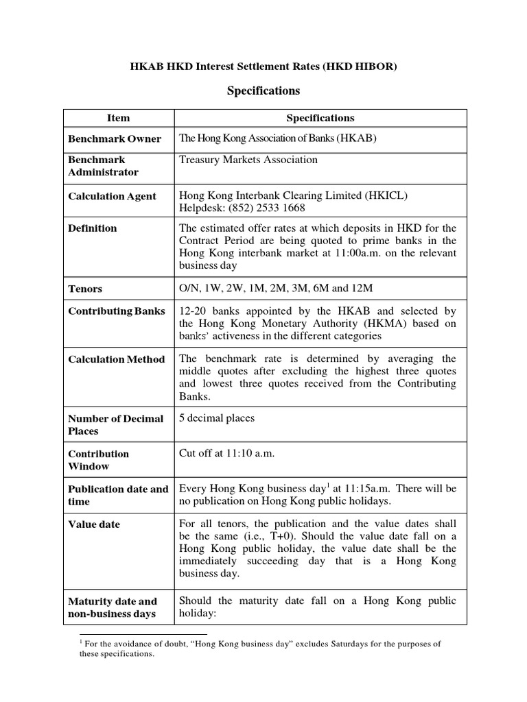 HKD HIBOR Interest Rates Overview | PDF | Interbank Lending Market ...
