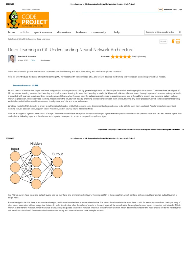 Deep Learning in C# - Understanding Neural Network Architecture - CodeProject | Download Free ...