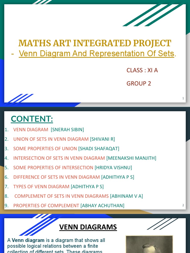 Maths Art Integrated Project: Venn Diagram and Representation of Sets ...