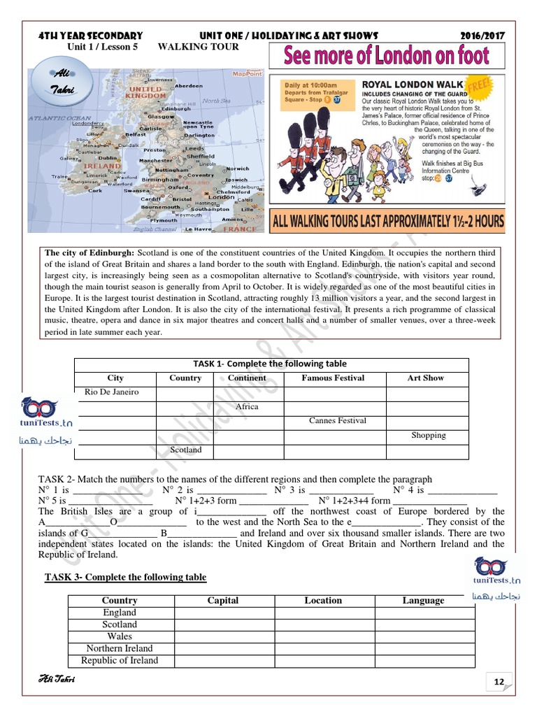 Serie - D - Exercices - Bac-Anglais-Module 1 Lesson 5 Walking Tour ...