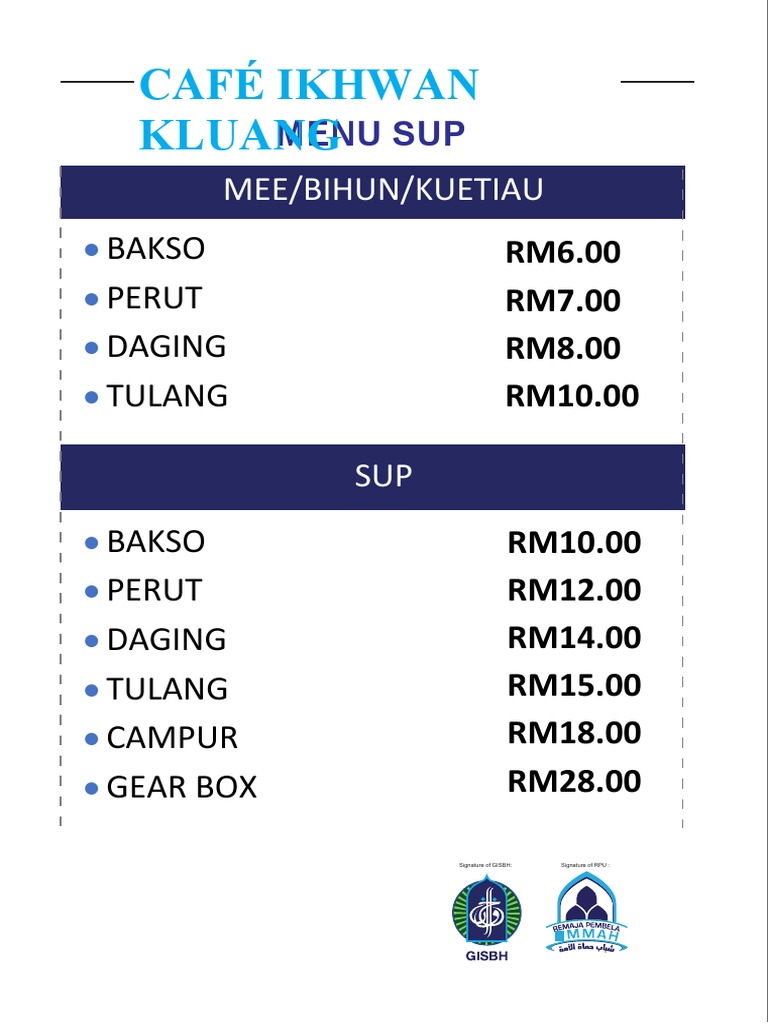 Menu Sup Cafe | PDF