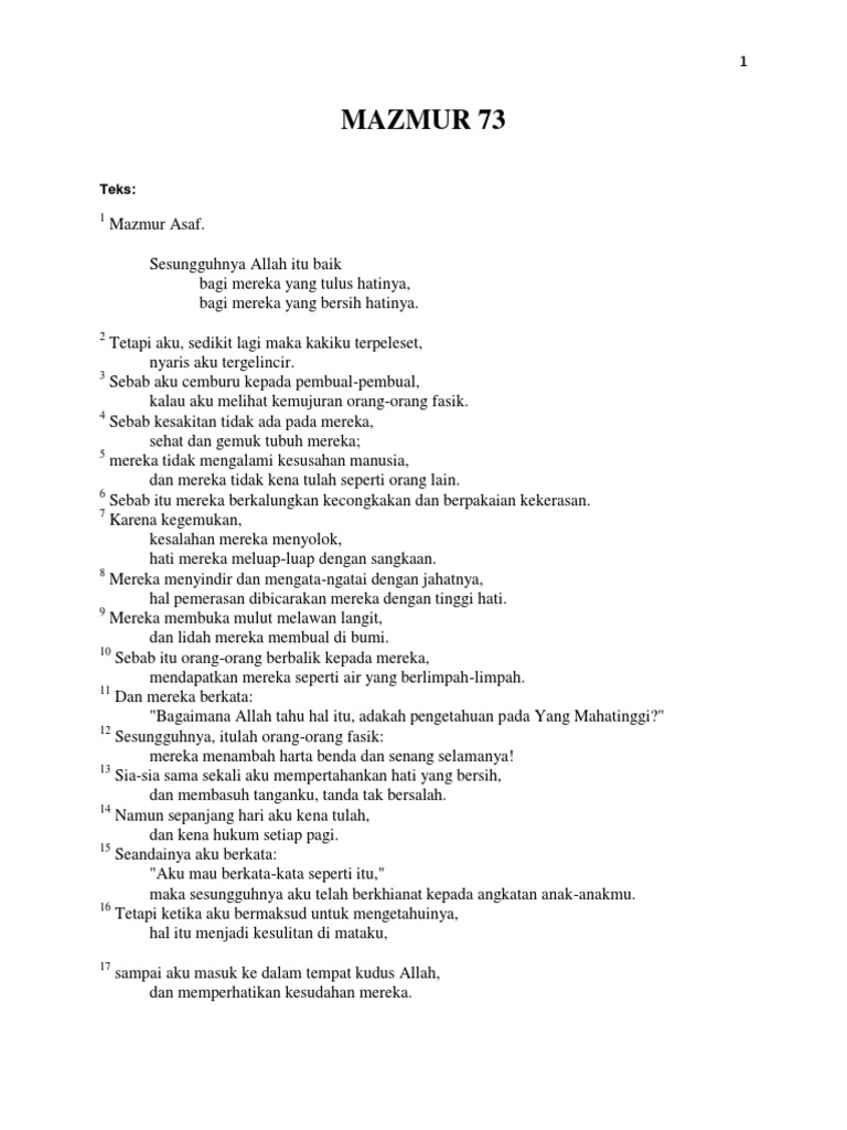 Paper Mazmur 73 - Helmy Kurniawan | PDF