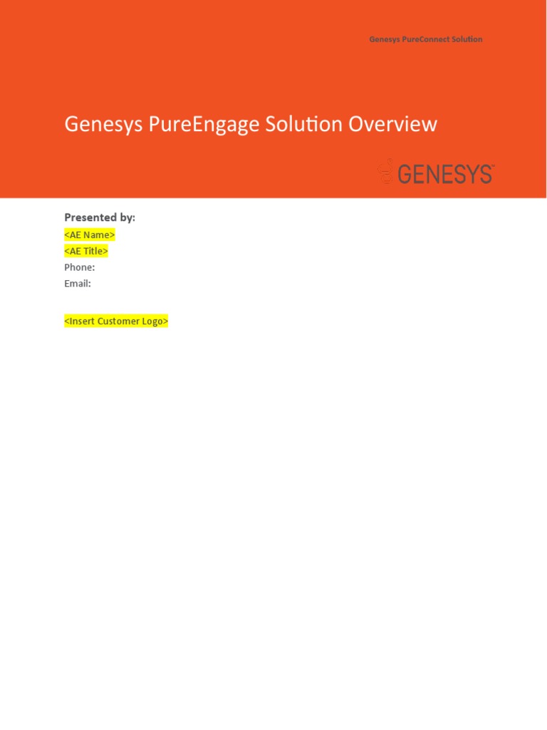 Genesys PureEngage Solution Overview | PDF | Call Centre | Speech Synthesis
