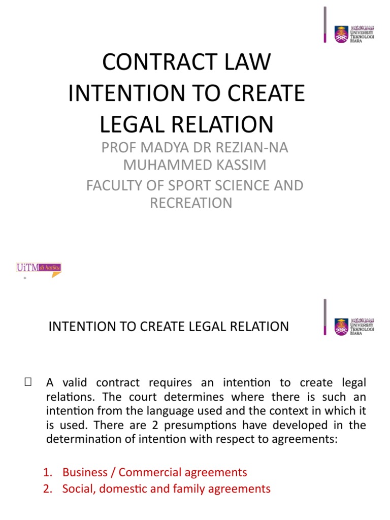 Chapter 5 Intention To Create Legal Relation | PDF | Social ...
