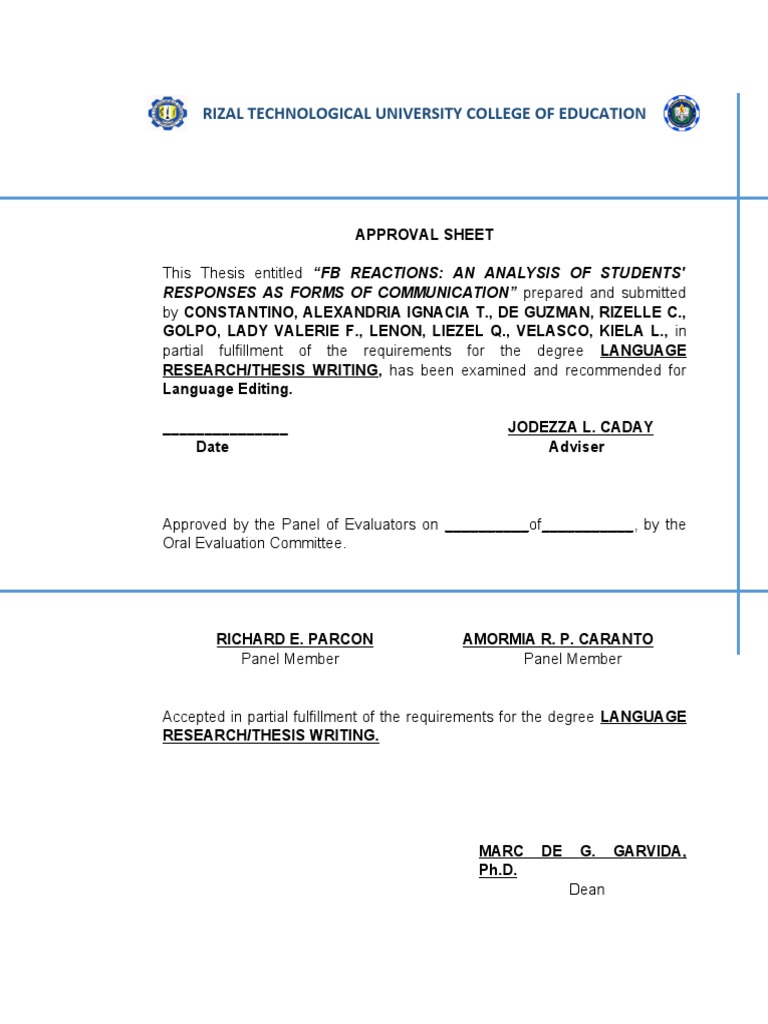 Approval Sheet Format | PDF