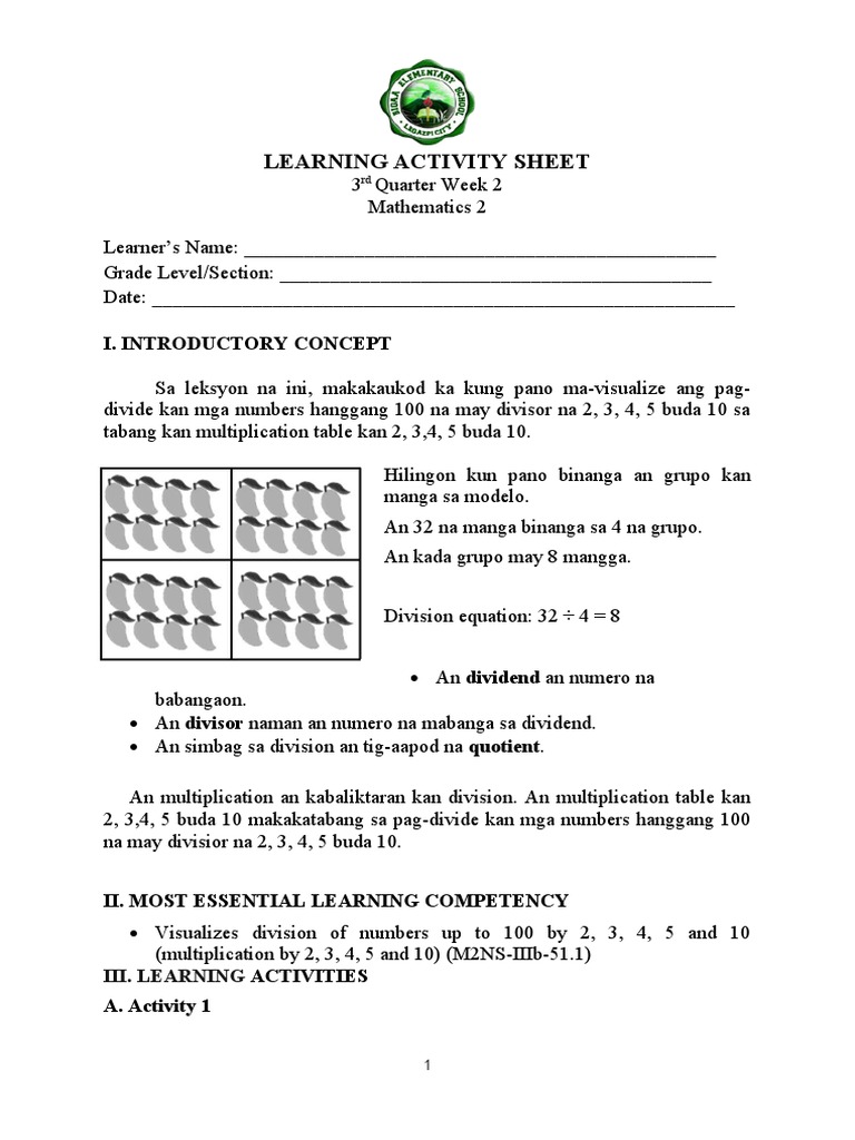 Learning Activity Sheet Grade 2 | PDF