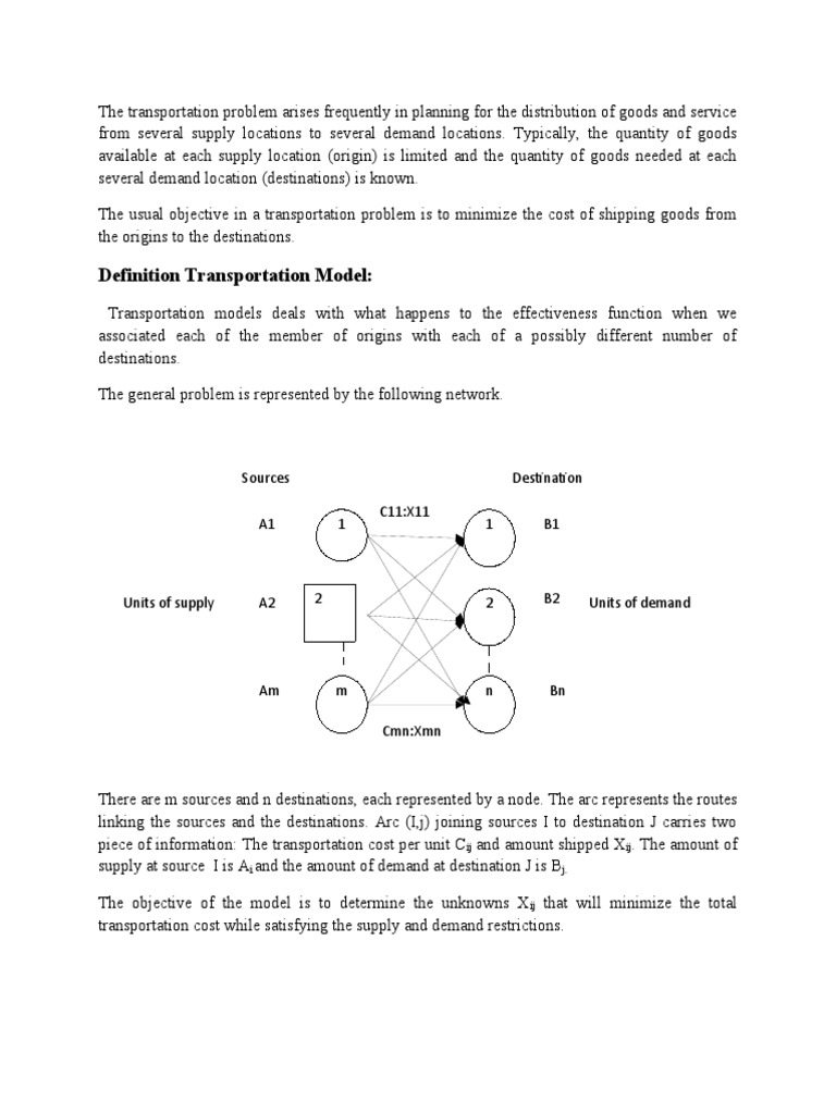 Definition Transportation Model | Download Free PDF | Matrix ...