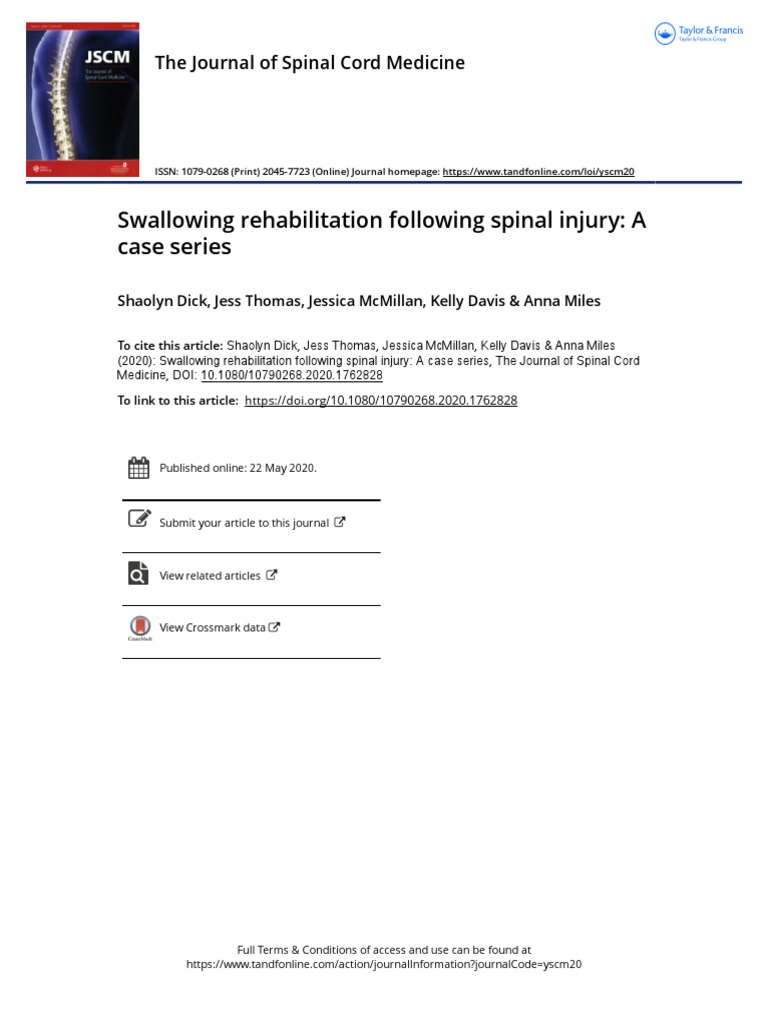 Swallowing Rehabilitation Following Spinal Injury A Case Series | PDF ...