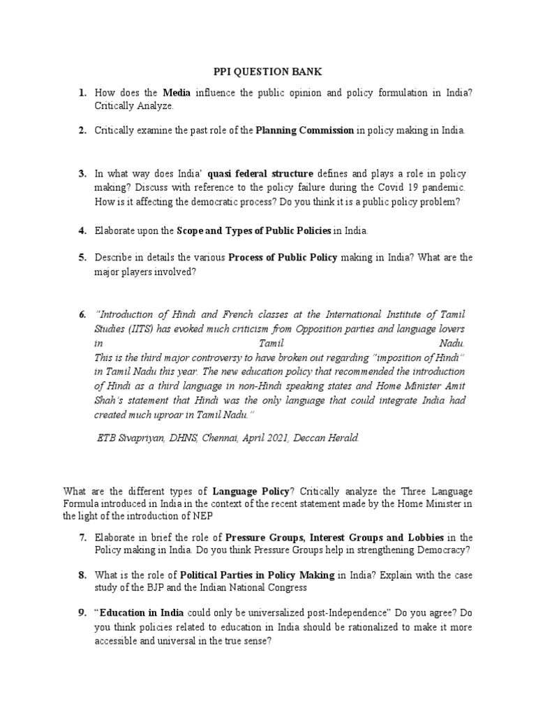 Ppi Question Bank 2021 | PDF | Poverty | Poverty & Homelessness